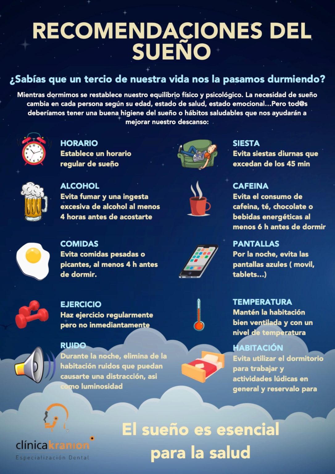 Recomendaciones del sueño - Clínica Kranion